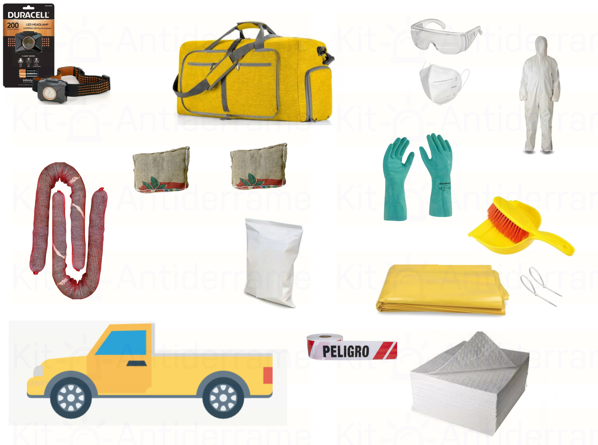 Kit Antiderrames Portátil para Camioneta 35 Litros - Kit Antiderrame