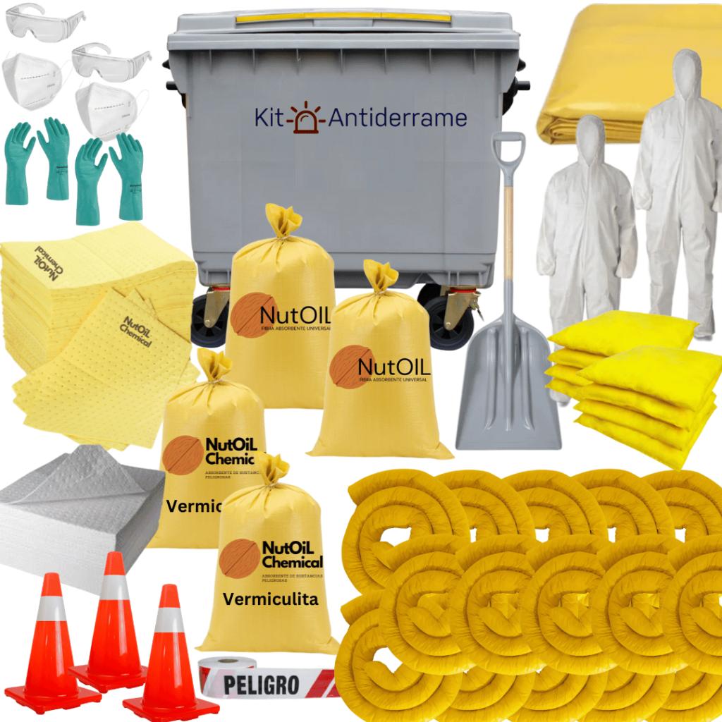 Kit Antiderrames en contenedor 600 Litros Hidrocarburos y Químicos ...
